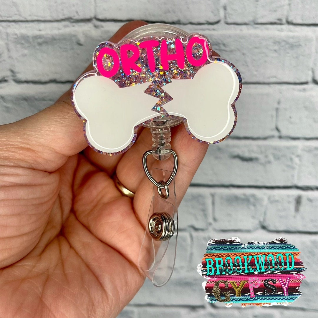 Orthopedic Badge Reel,iridescent Glitter,ortho Badge Reel,glitter Badge ...