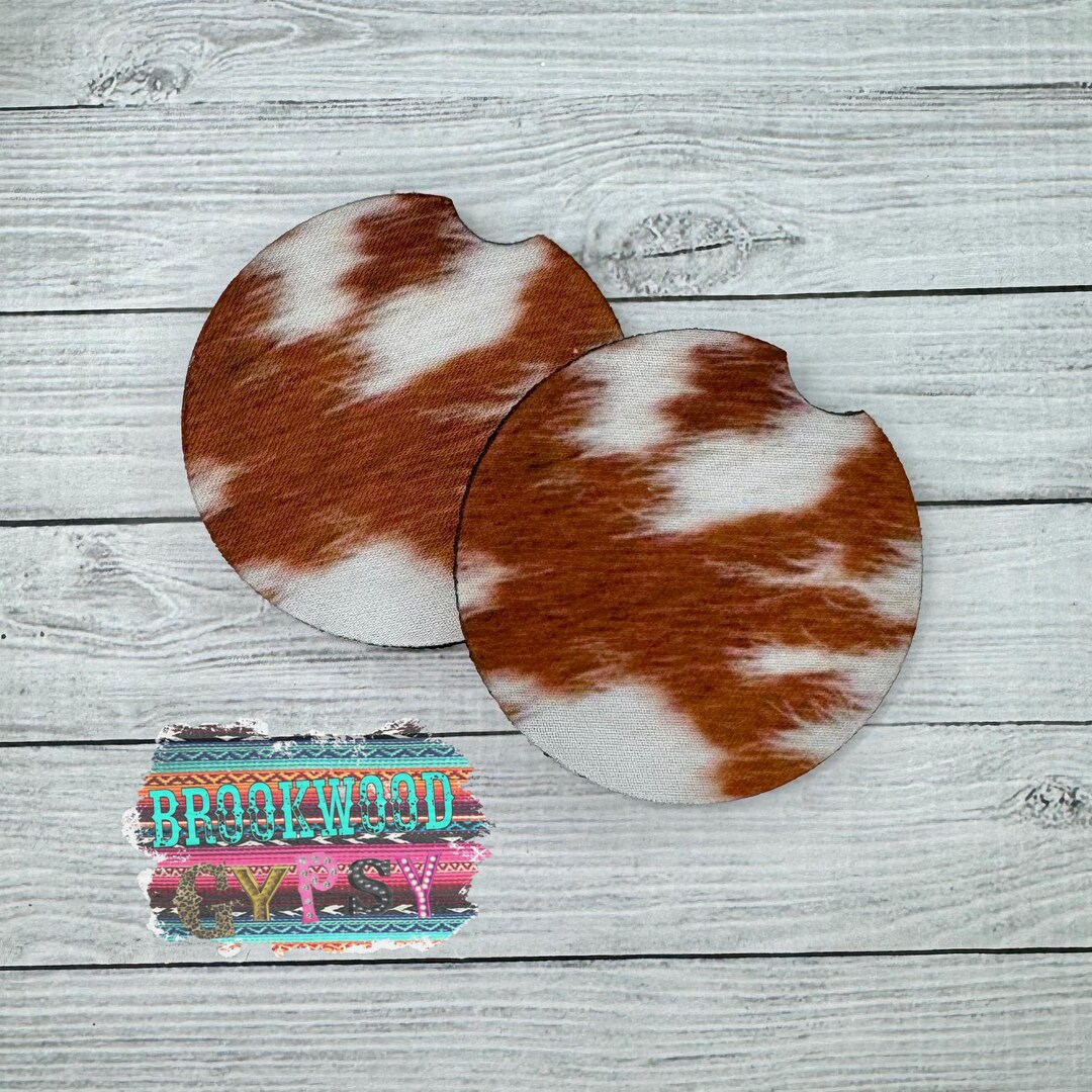Cow Hide Car Coasters-cow Print-cow Spots-auto Accessories-car ...