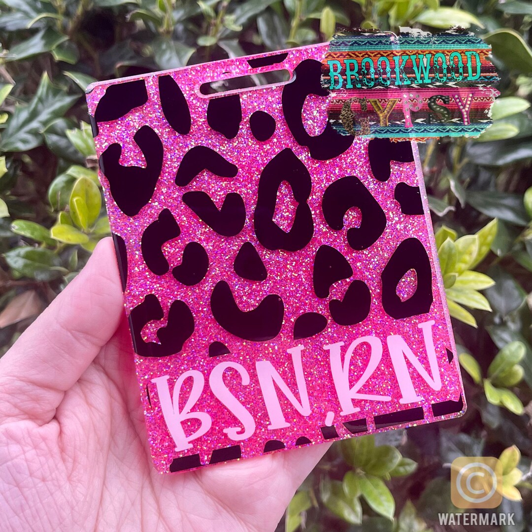 Badge Buddy, Nurses Badge, Leopard Print Badge Buddy, Custom Badge ...