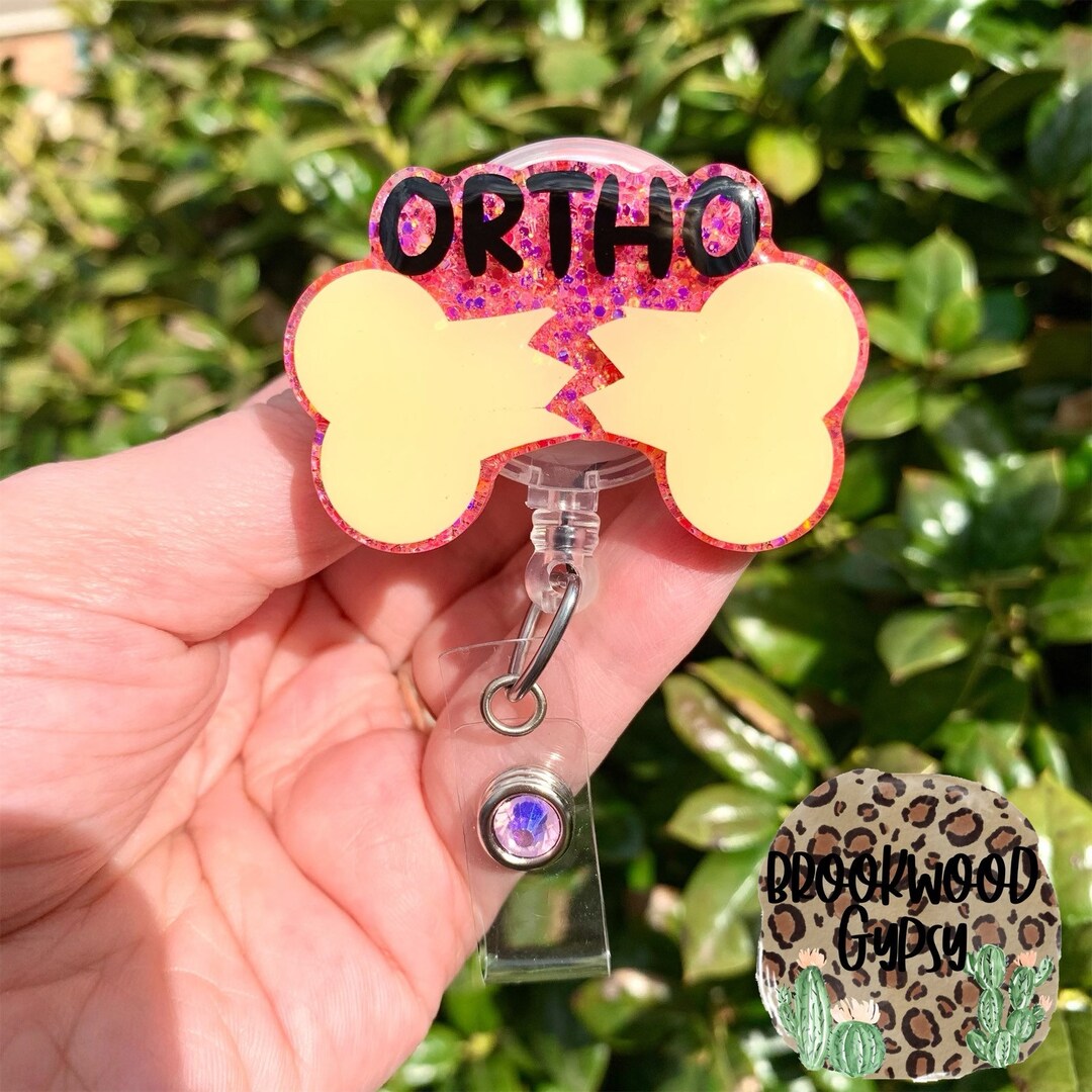 Orthopedic Badge Reel,pink,ortho Badge Reel,glitter Badge Reel,medical ...