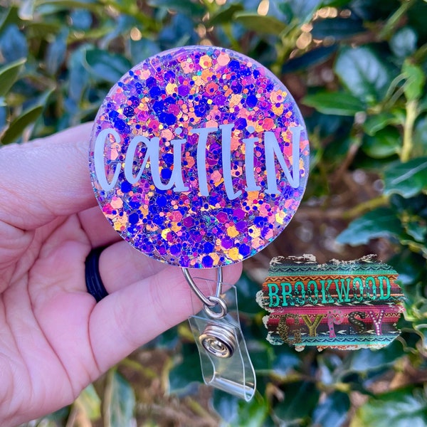 Personalized Glitter Reel Badges - Etsy