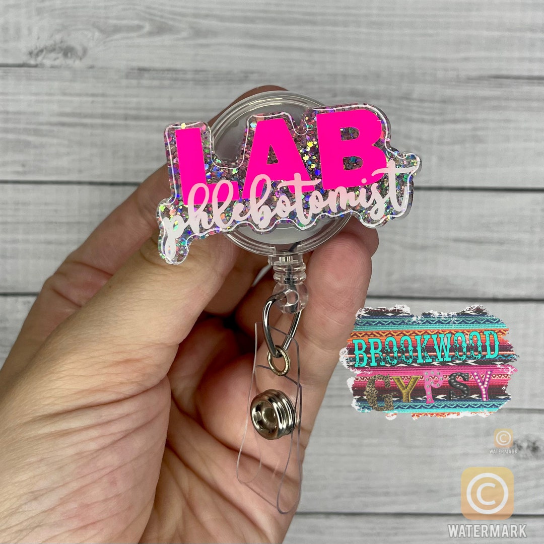 Lab Phlebotomist Badge Reel,lab Badge Reel,blood Badge Reel, Glitter ...