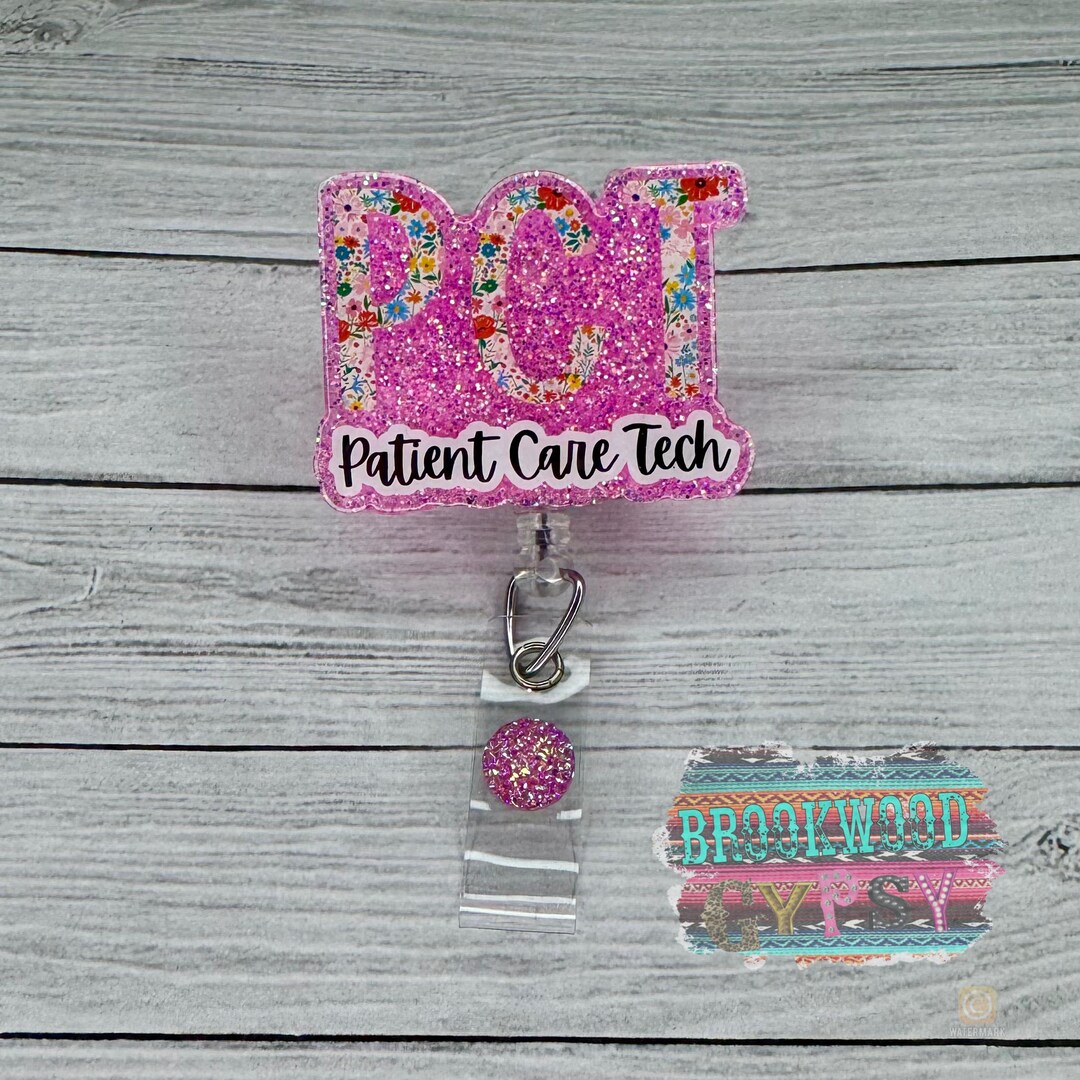 PCT Badge Reel,floral Badge Reel,patient Care Tech Badge Reel,patient ...