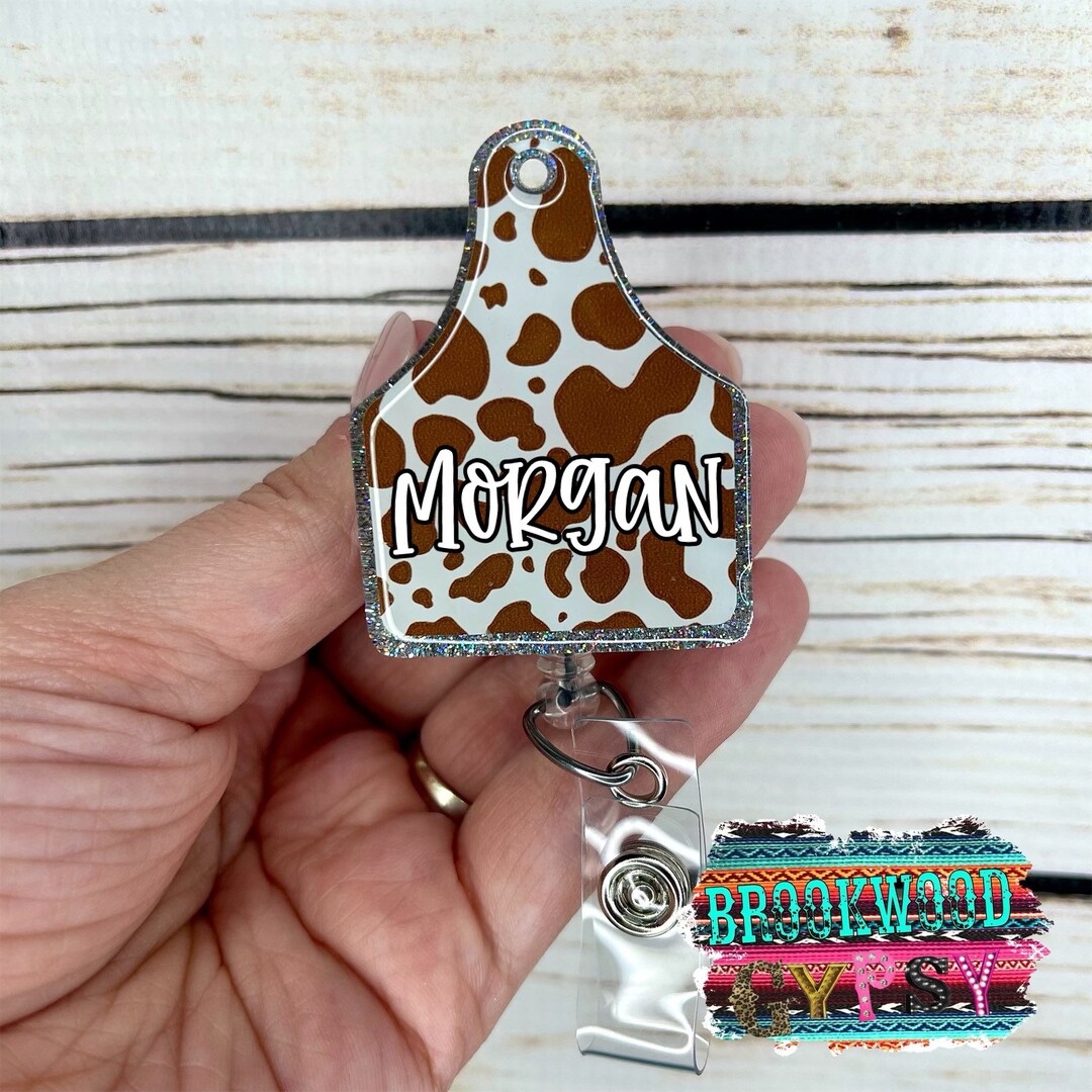 Cow Print Tag Badge Reel,brown & White Cow Print,cow Tag Badge Reel ...