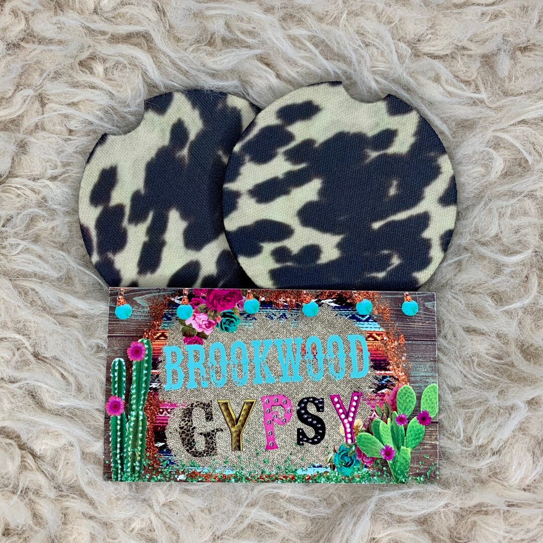 Cow Hide Car Coasters-cow Print Coasters-animal Print Accessories-auto ...