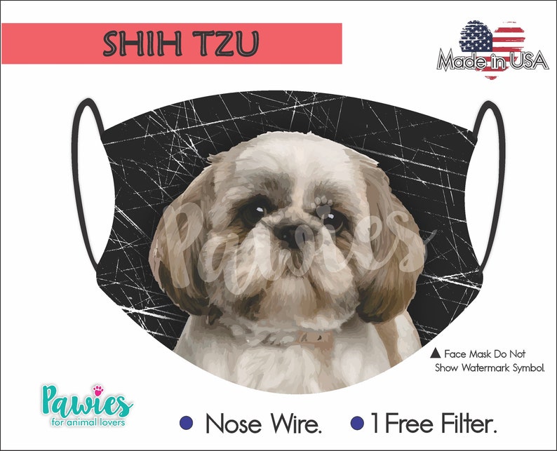 Shih tzu Face Mask Made in USA Filter Pocket 1 Filter | Etsy