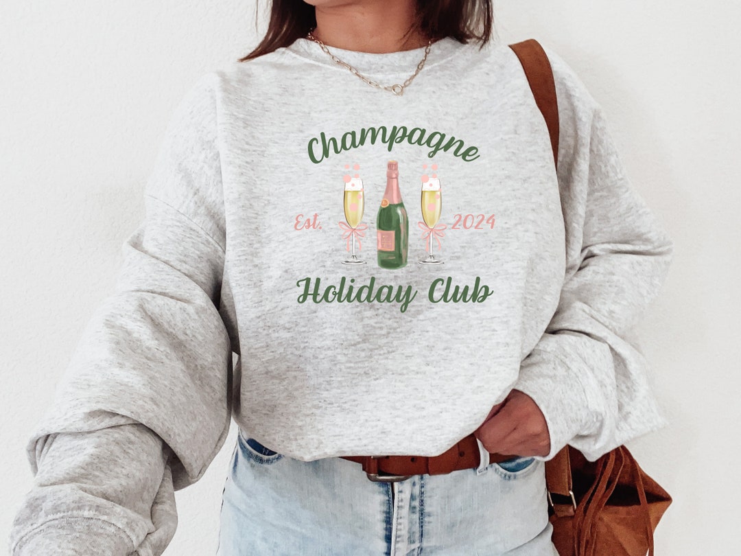 Champagne Crewneck Sweatshirt, Bow Sweater, Champagne Flute, Holiday ...