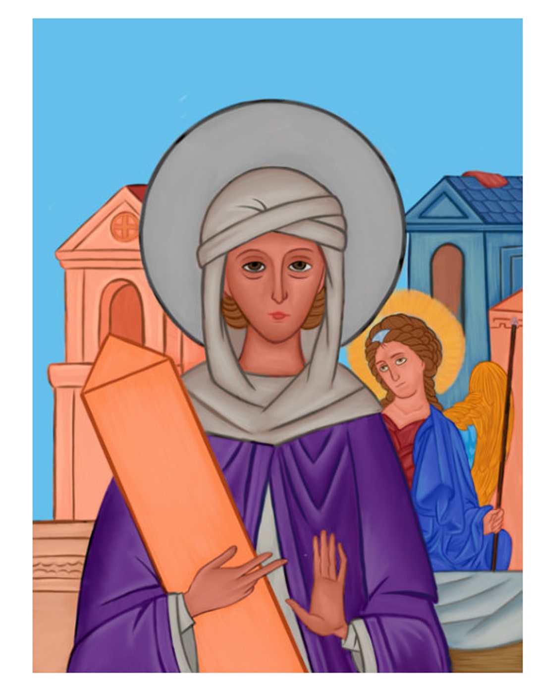 Matriarch Sarah and the Visitation of the Angel Digital Hand Drawn ...