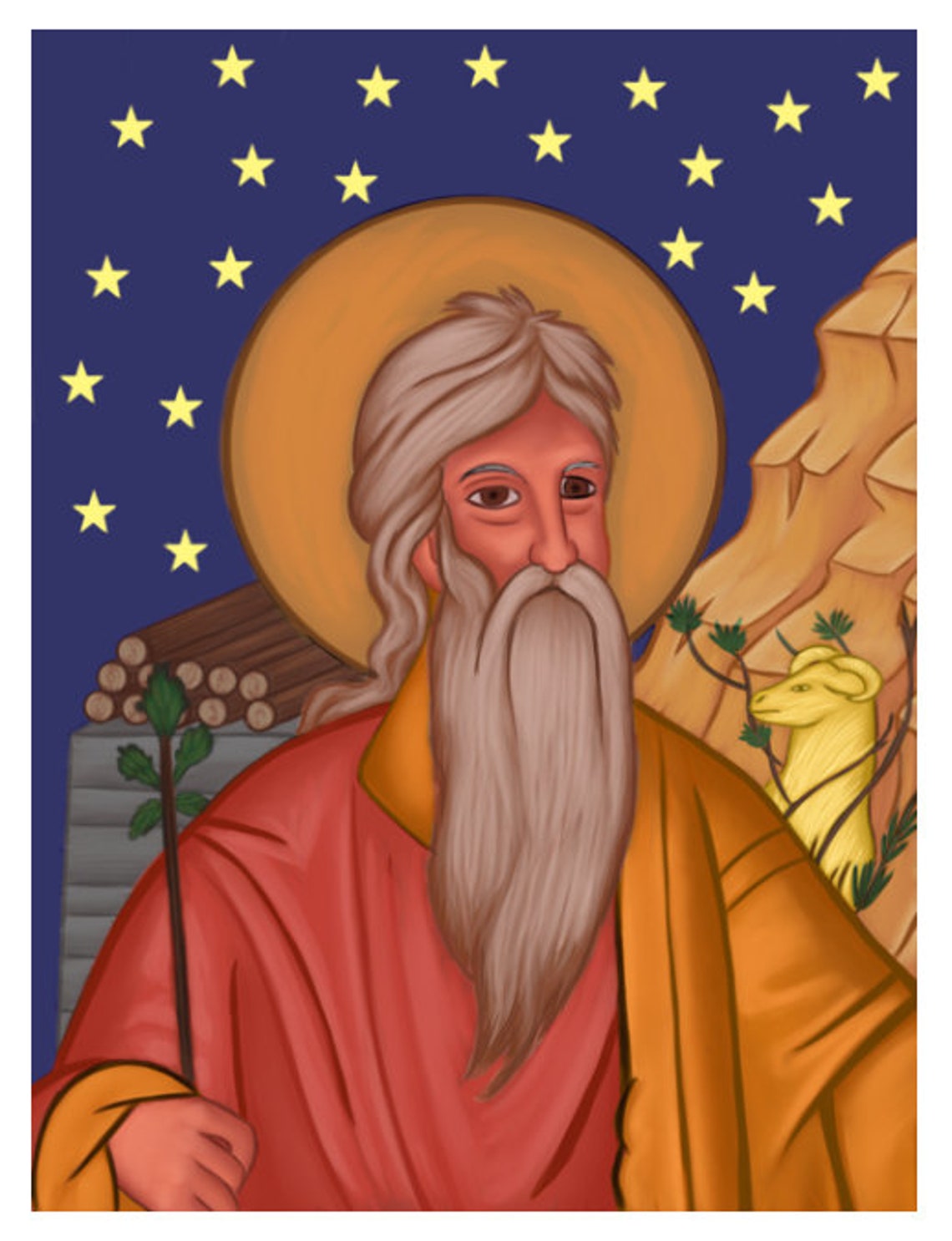 Patriarch Abraham and the Sacrificial Goat Digital Hand Drawn Byzantine ...