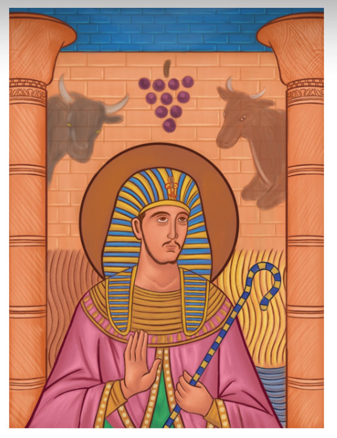 Patriarch Joseph and Pharoah's Dream Digital Hand Drawn Byzantine Icon ...