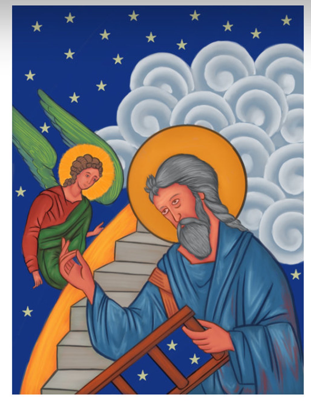 Patriarch Jacob and the Ladder Digital Hand Drawn Byzantine Icon - Etsy