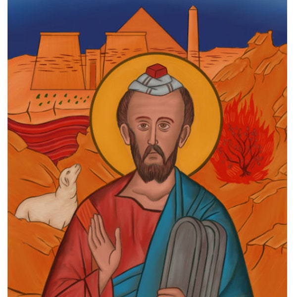 Moses and the Burning Bush Digital Hand Drawn Byzantine Icon - Etsy
