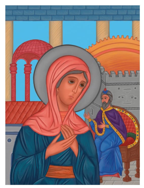 Hannah Praying in the Temple Digital hand drawn Byzantine Icon | Etsy