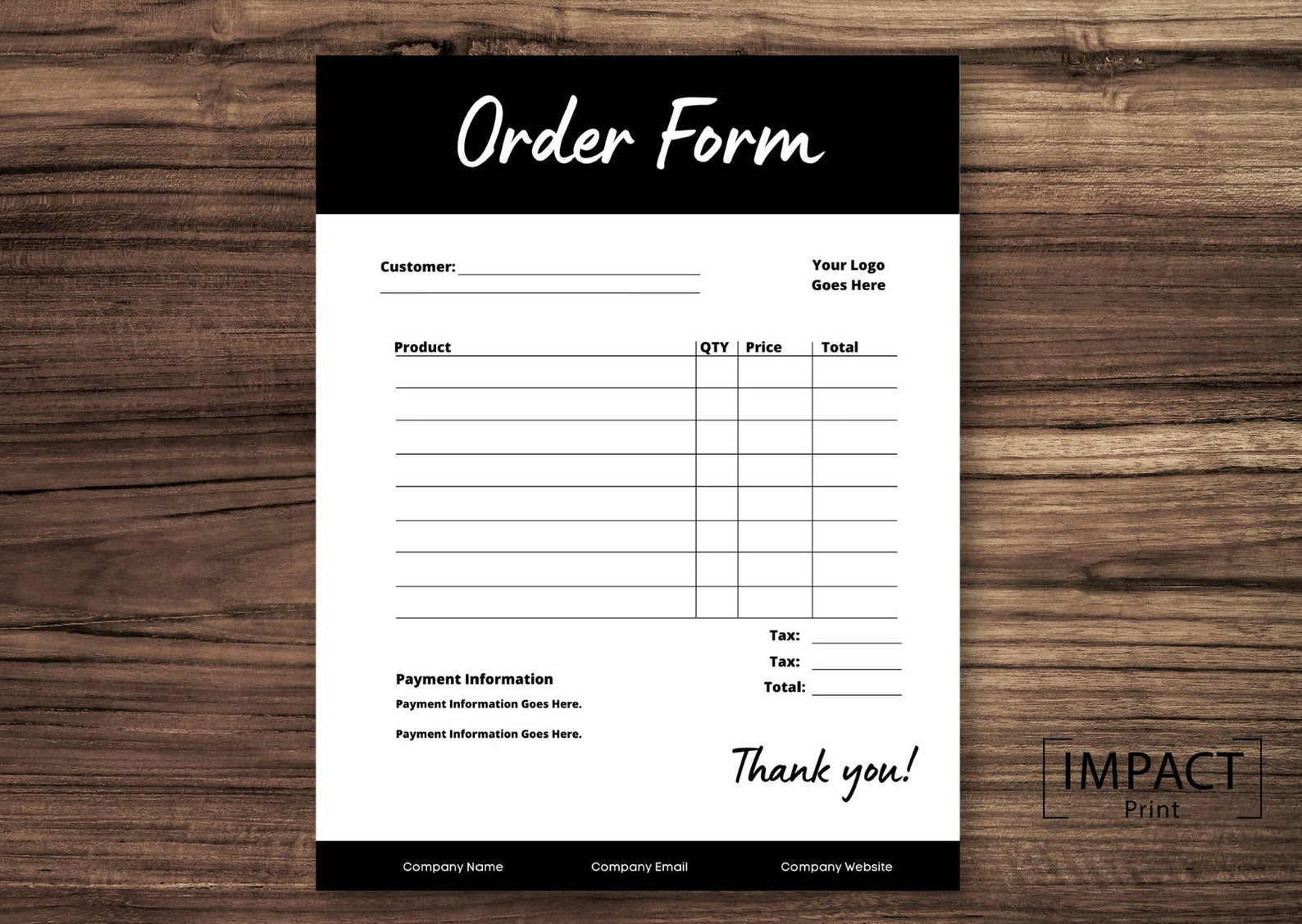 Order Form Printable Template - Etsy