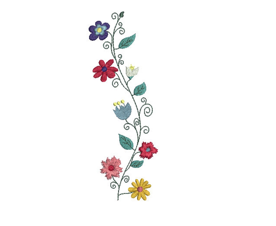 5 Sizes-floral Border-machine Embroidery Design--instant Download - Etsy