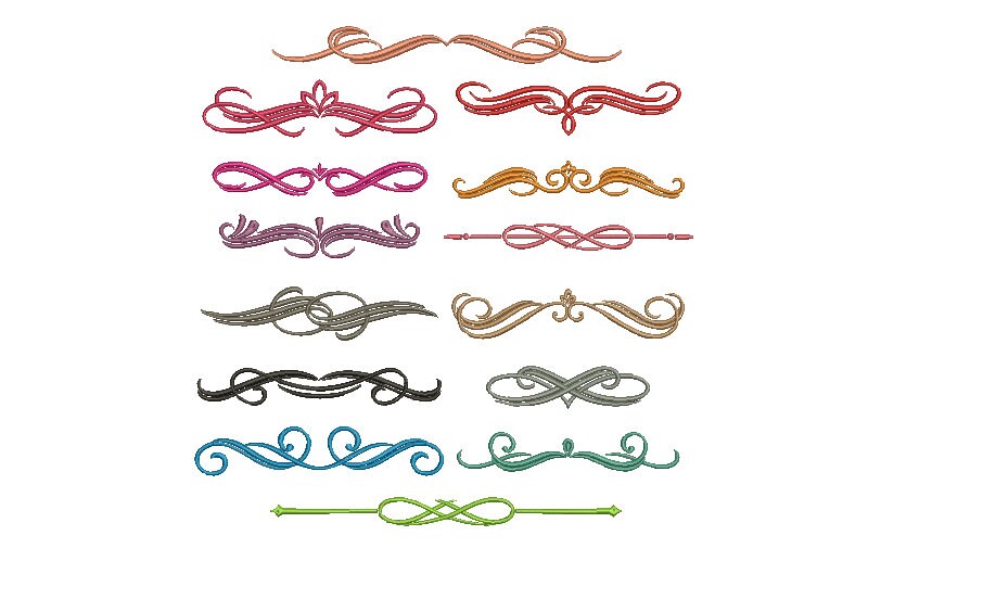 14 Designs-13 Sizes-Vintage curly borders Machine Embroidery | Etsy