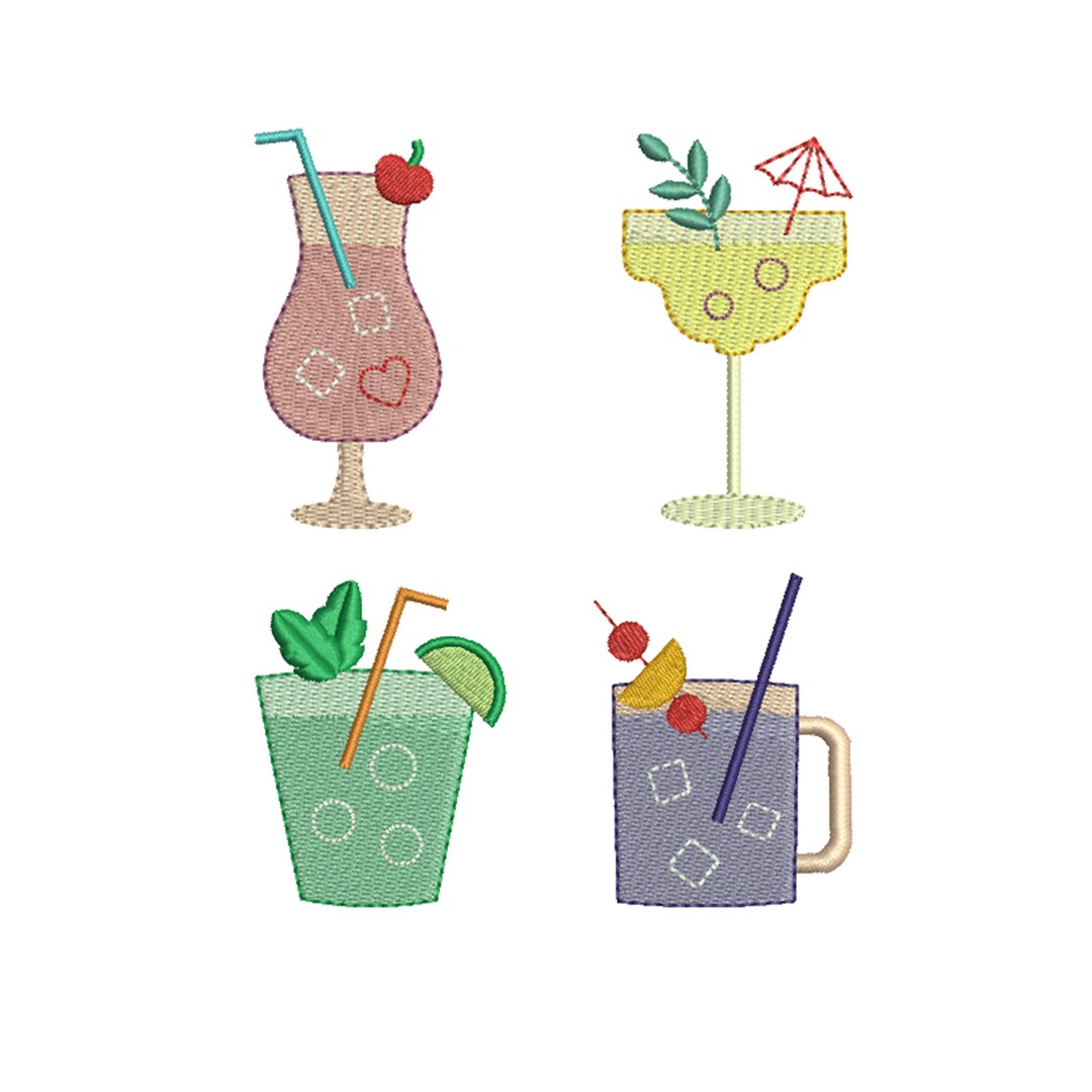 8 Sizes--mini Drinks--machine Embroidery Design Set--instant Download ...