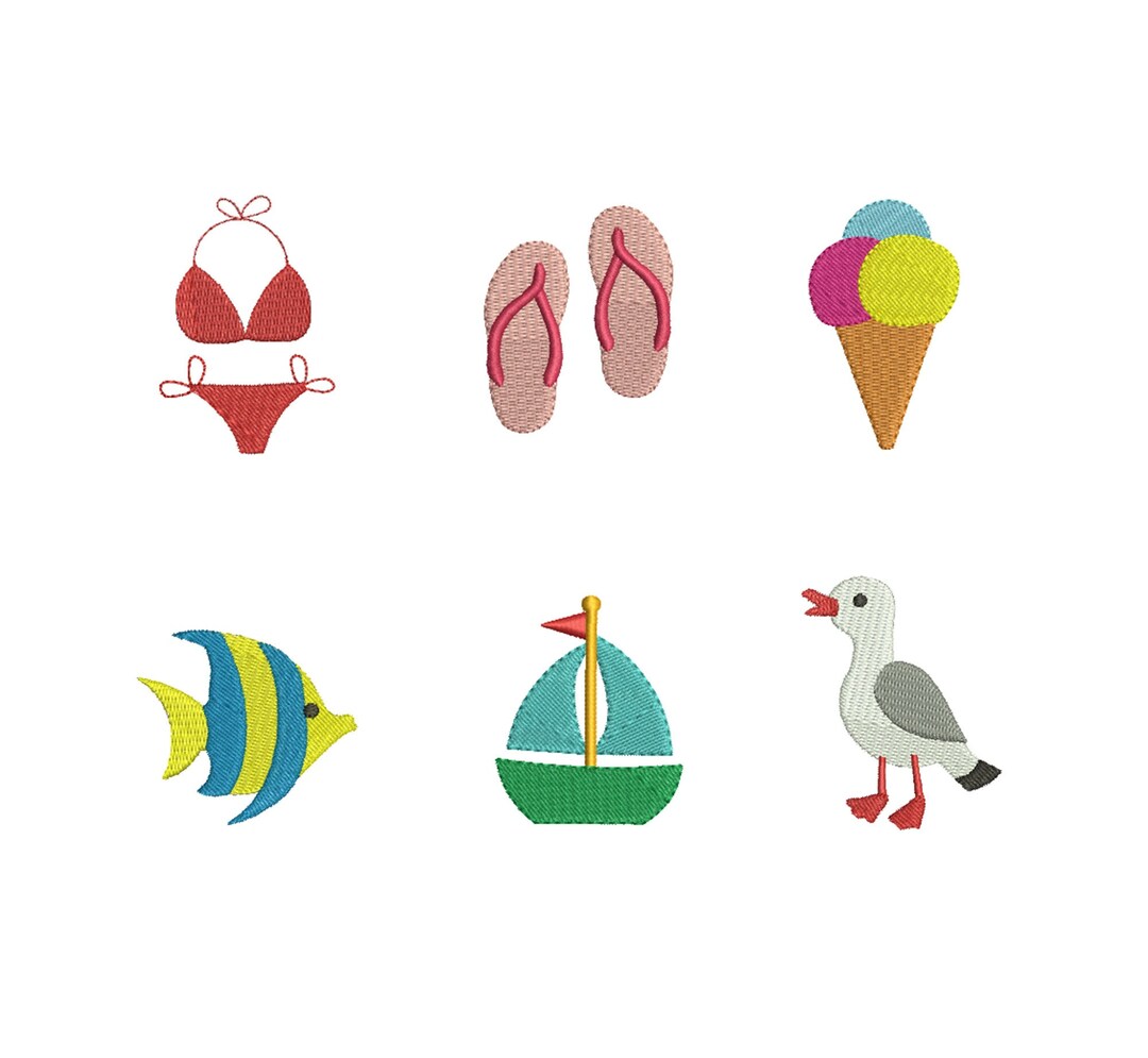 5 Sizes--mini Summer--machine Embroidery Design Set--instant Download ...