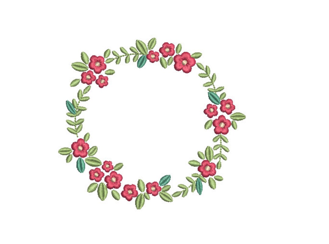 6 Sizes-flower Wreath-machine Embroidery Design--instant Download - Etsy