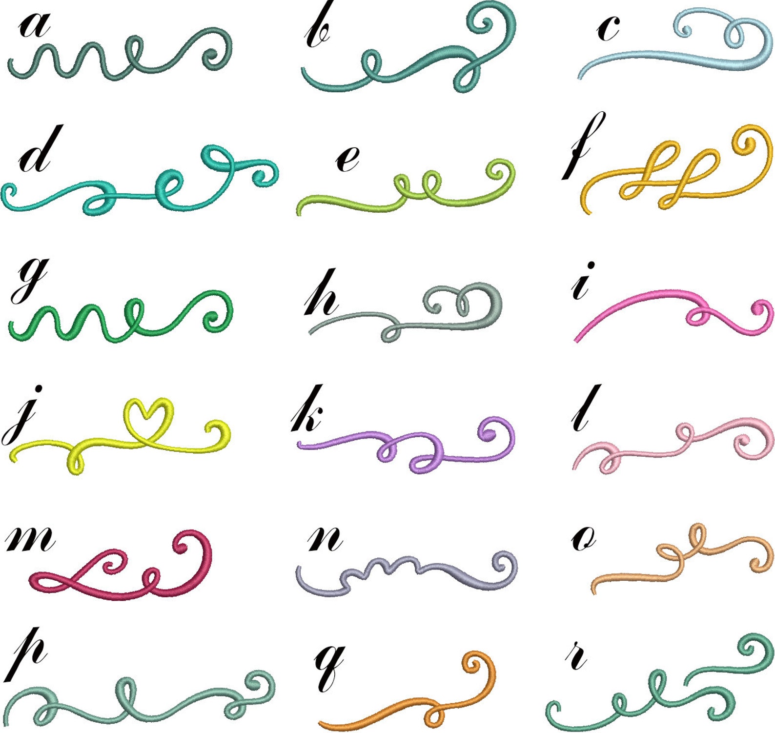 18 Designs-15sizes-curly Swirly Accent Set--machine Embroidery Design ...