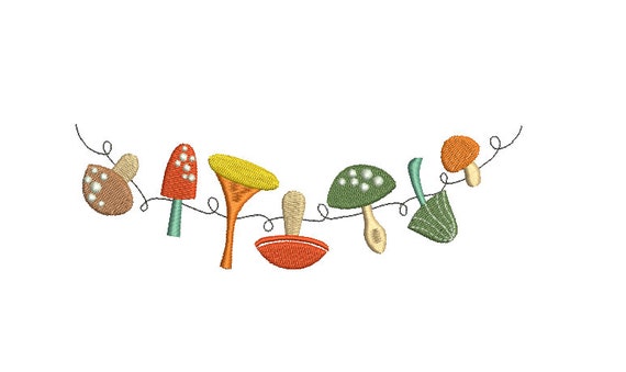 Mushroom Bordermachine Embroidery Design | Etsy