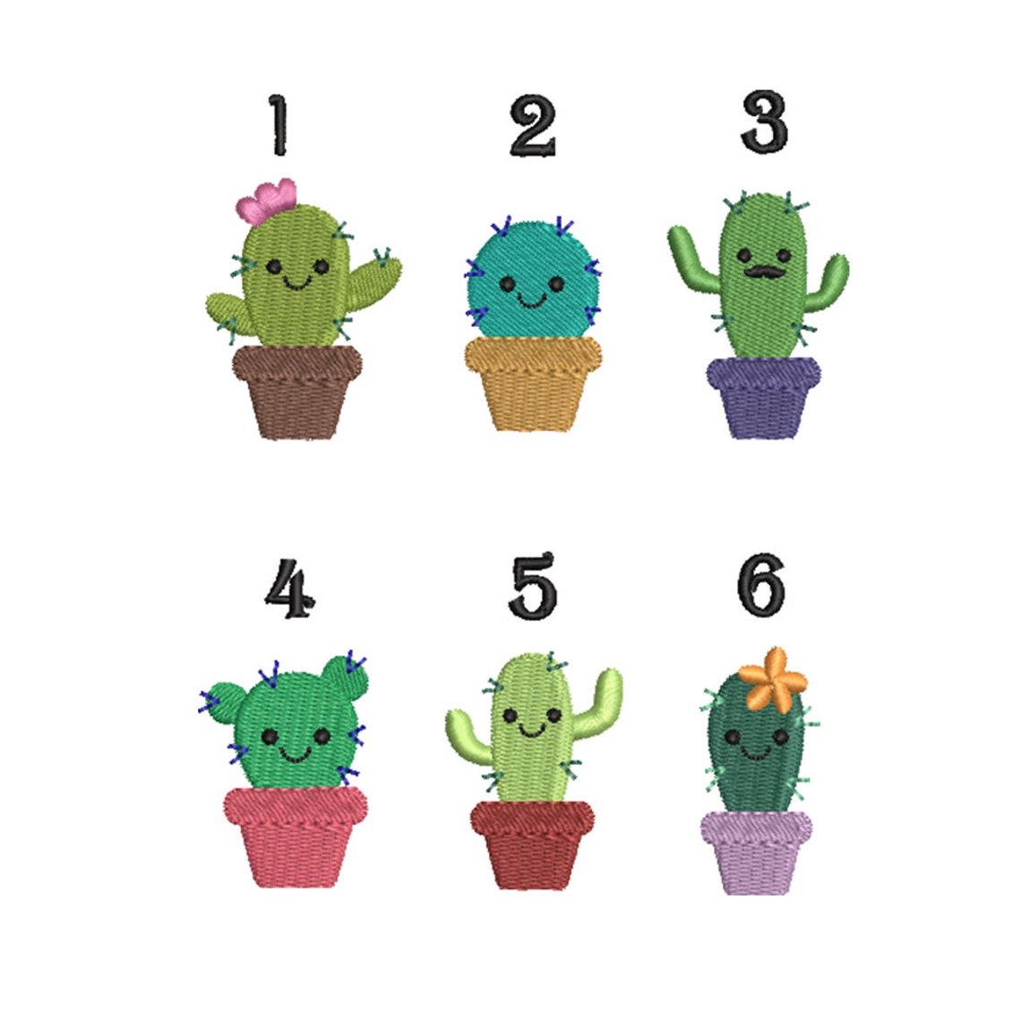 6 Sizes--mini Cactus--machine Embroidery Design Set--instant Download ...
