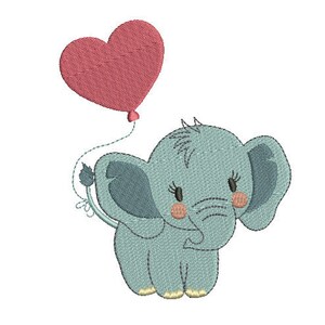 Elephant With Heart--5 Sizes--machine Embroidery Design--instant ...