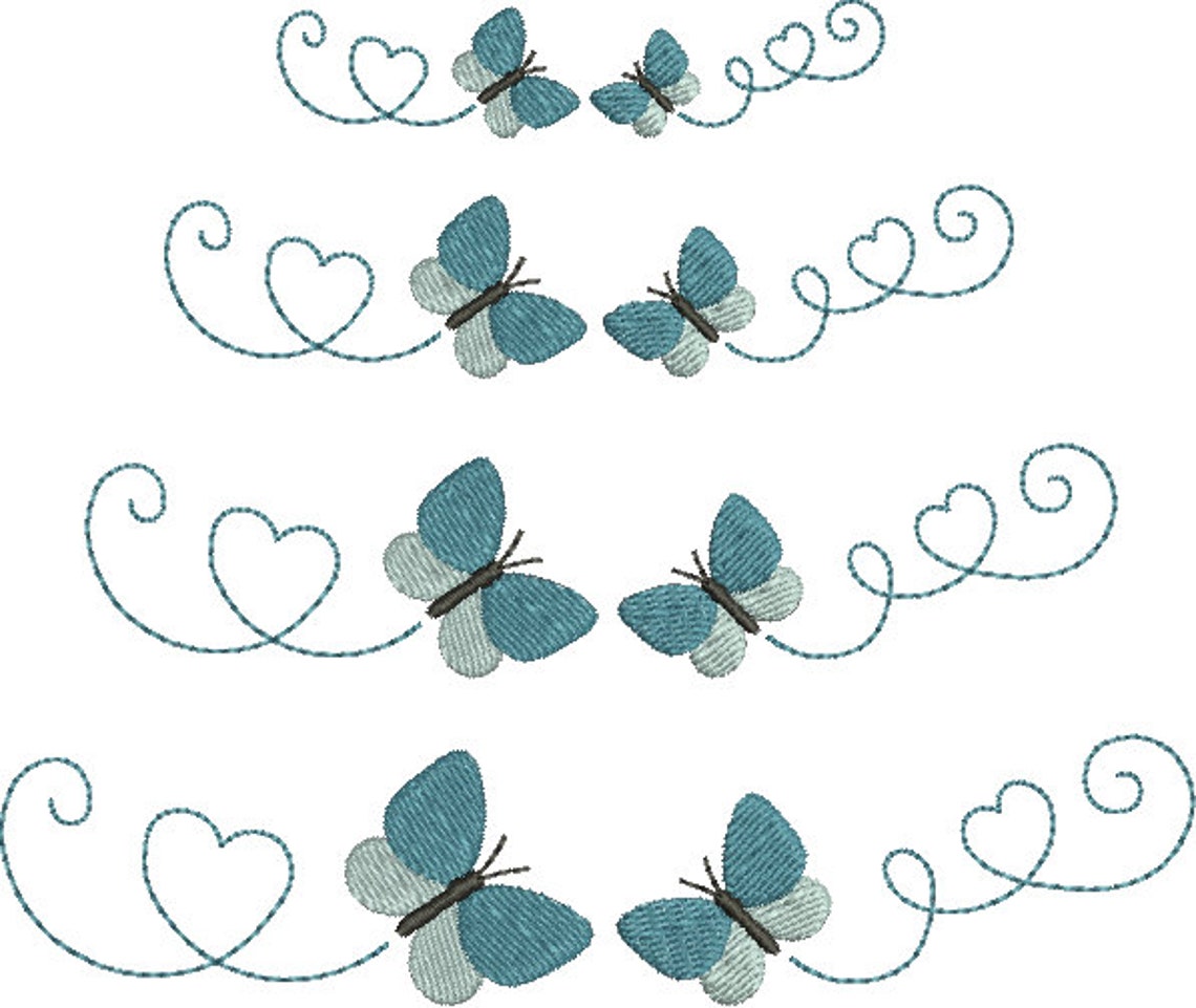 Butterfly Heart Border4 SizesMachine Embroidery | Etsy