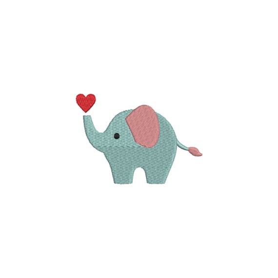 Mini Heart Elephant8 Sizesmachine Embroidery | Etsy