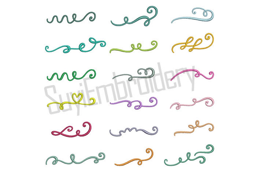 18 Designs-15sizes-curly Swirly Accent Set--machine Embroidery Design ...