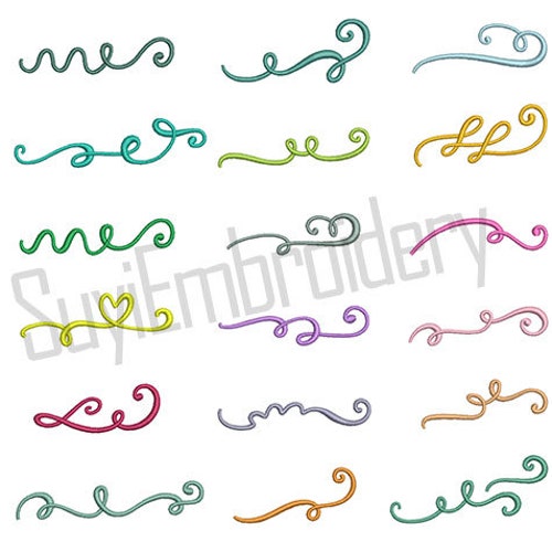 18 Designs-15sizes-curly Swirly Accent Setmachine Embroidery - Etsy