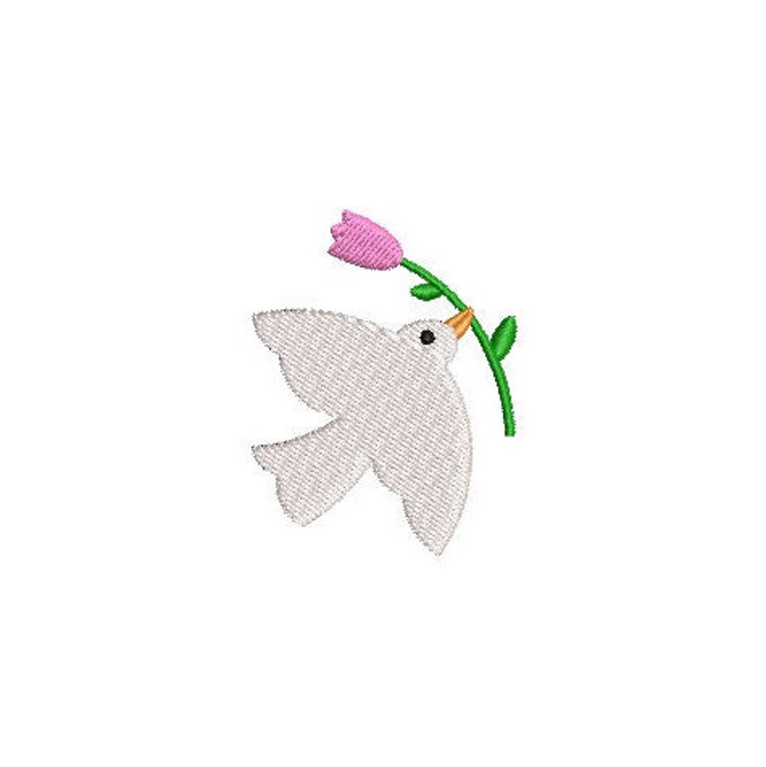6 Sizes--mini Dove With Flower--machine Embroidery Design--instant ...