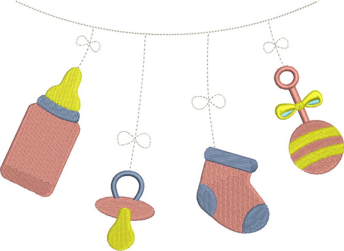 4 Sizes--mini Baby Pacifier Border--machine Embroidery Design--instant ...