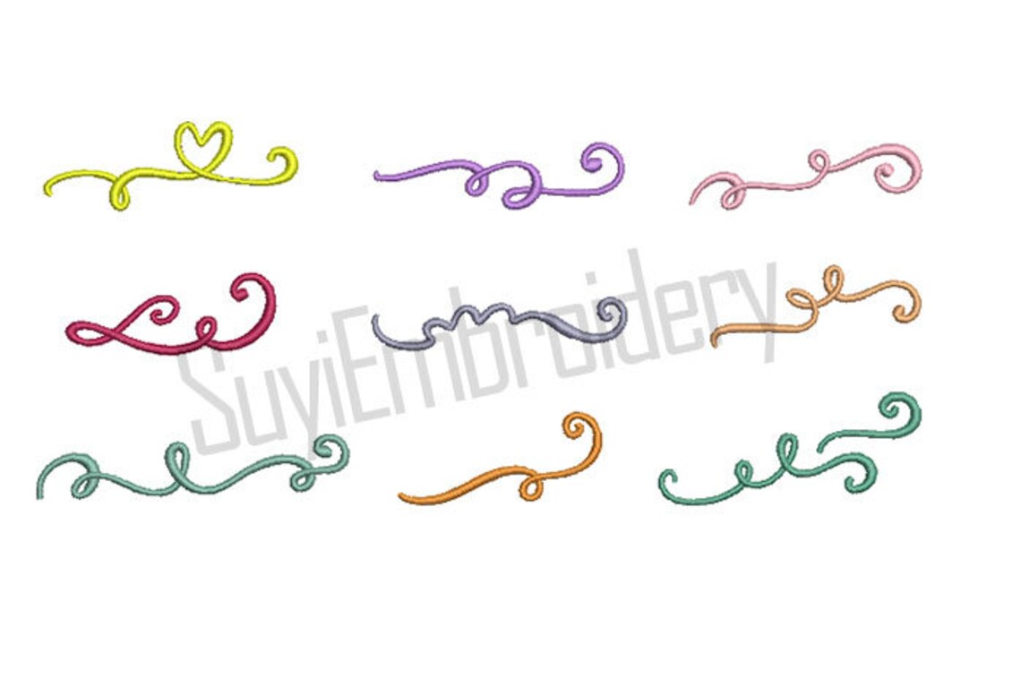18 Designs-15sizes-curly Swirly Accent Set--machine Embroidery Design ...