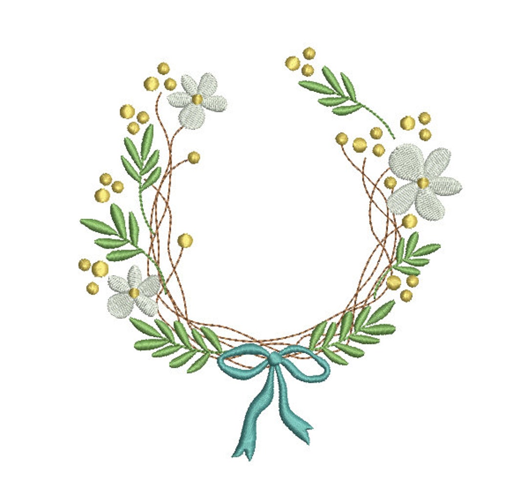 Floral Wreath--5 Sizes--machine Embroidery Design--instant Download - Etsy