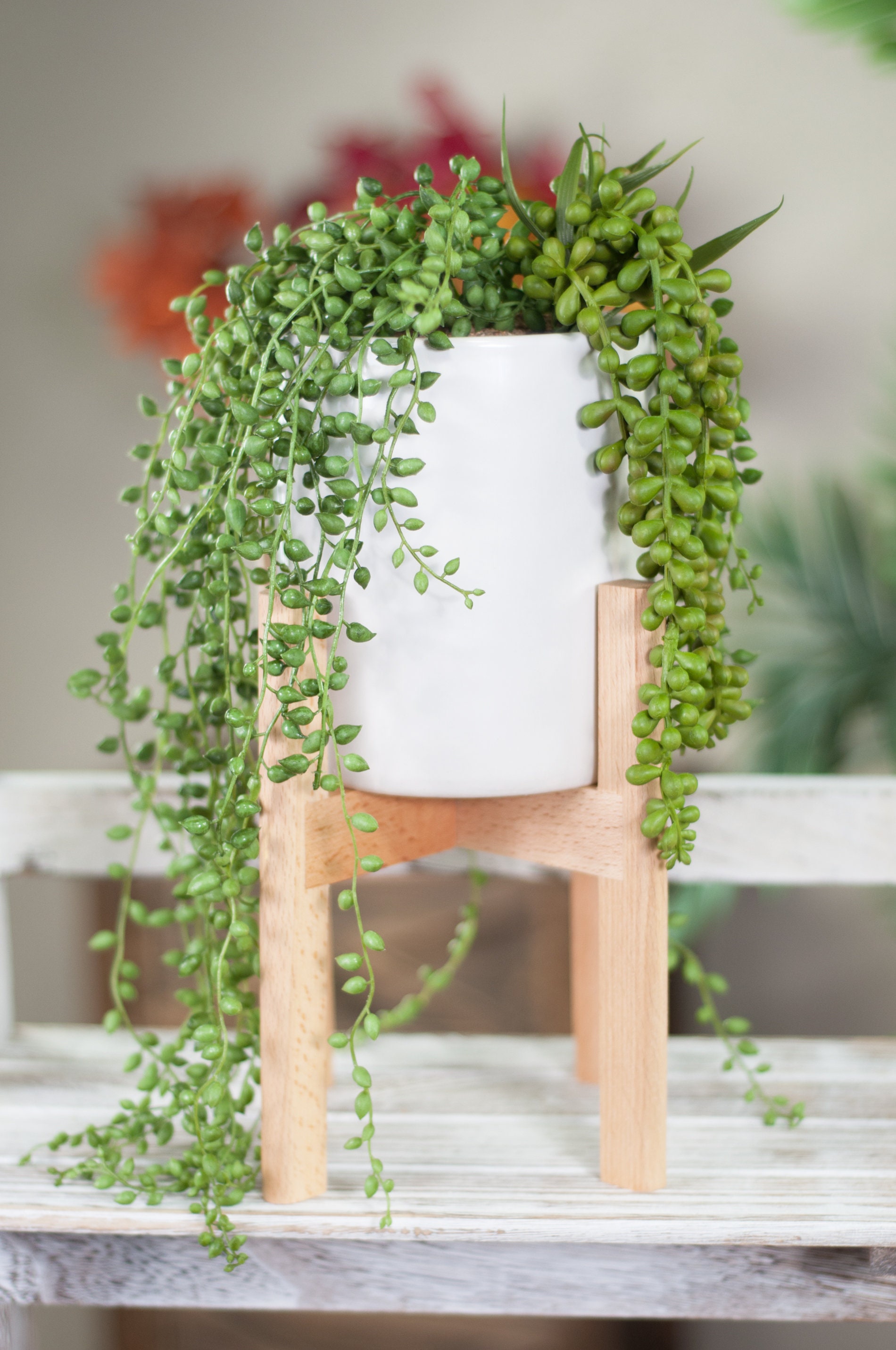 Ceramic Cylinder Planter and Stand/Plant Stand With Planter | Etsy