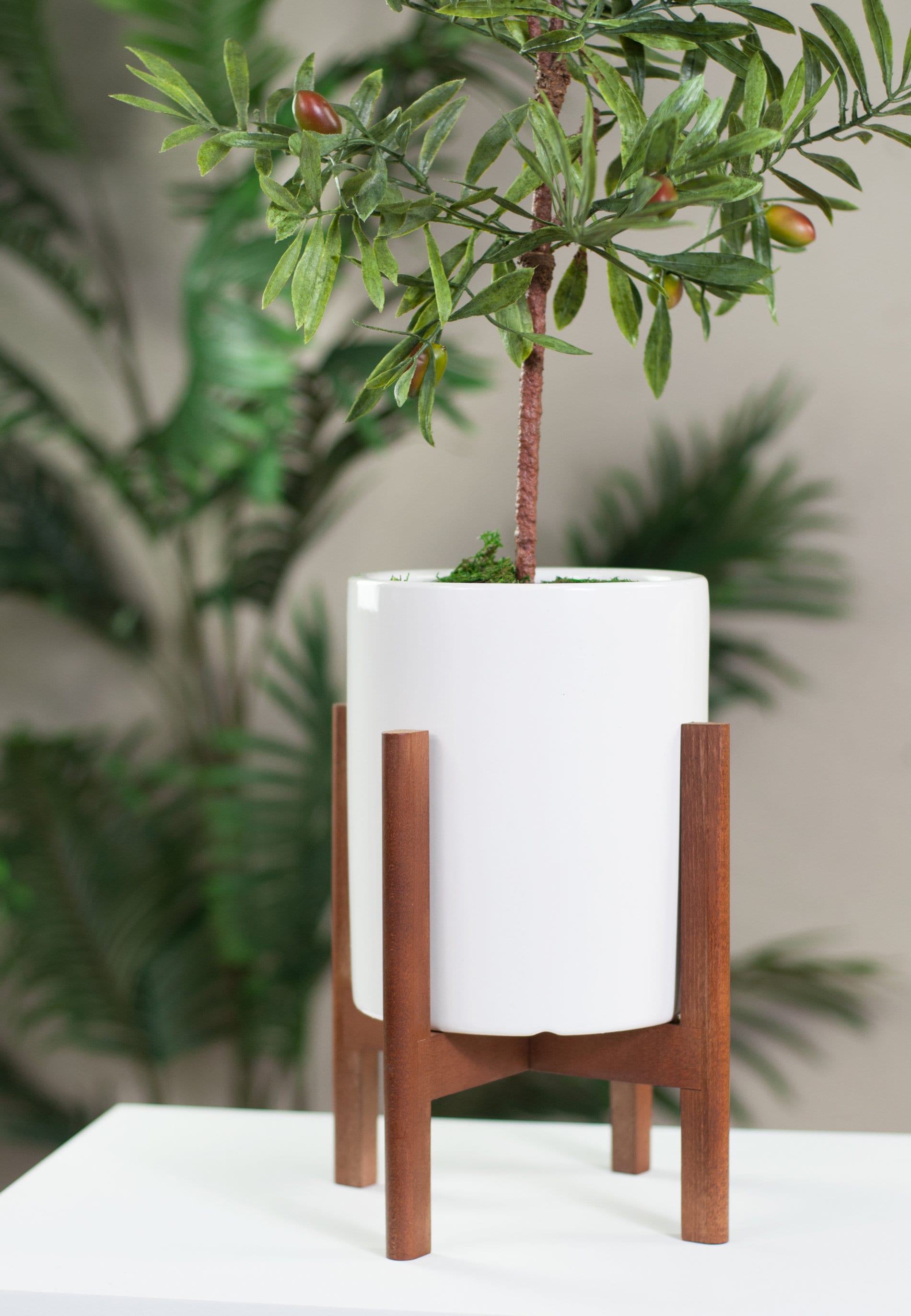 Ceramic Cylinder Planter and Stand Plant Stand With Planter | Etsy