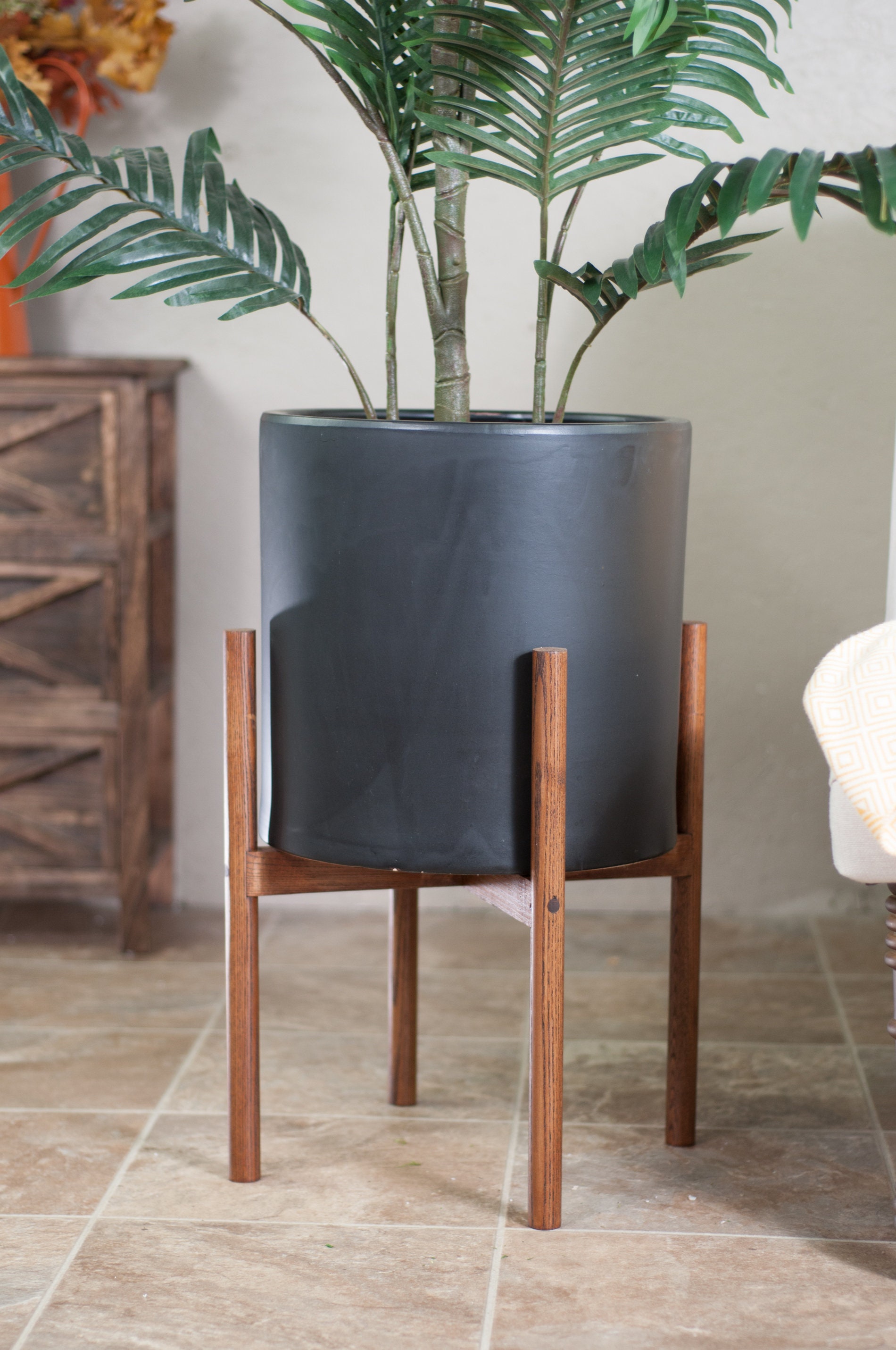 Mid Century Modern Plant Stand With Plant Pot Large Planter - Etsy