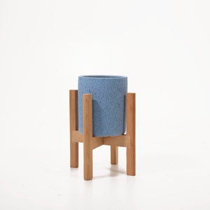 Ceramic Cylinder Planter and Stand/plant Stand With Planter Sky Blue ...