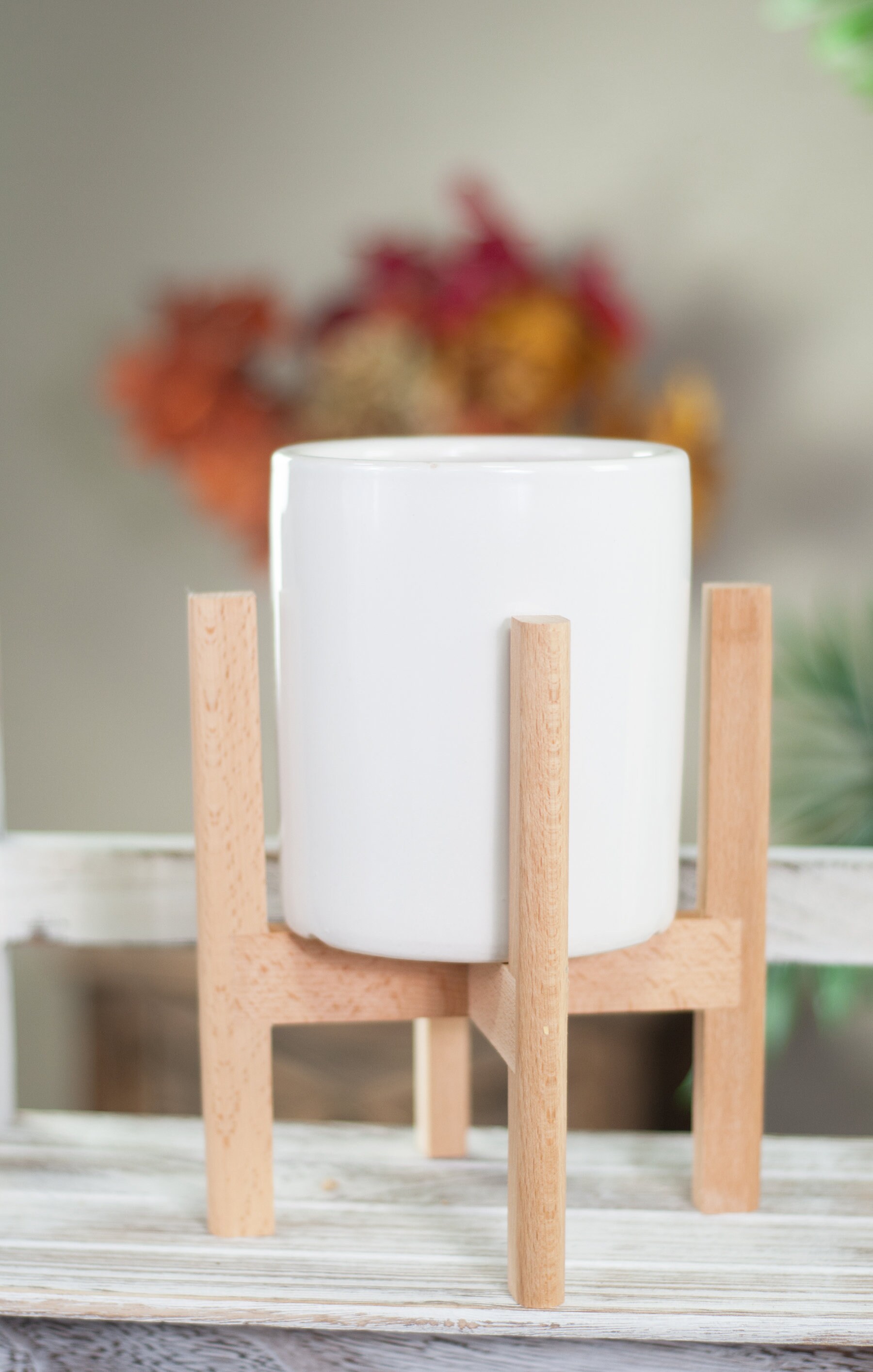 Ceramic Cylinder Planter and Stand/Plant Stand With Planter | Etsy