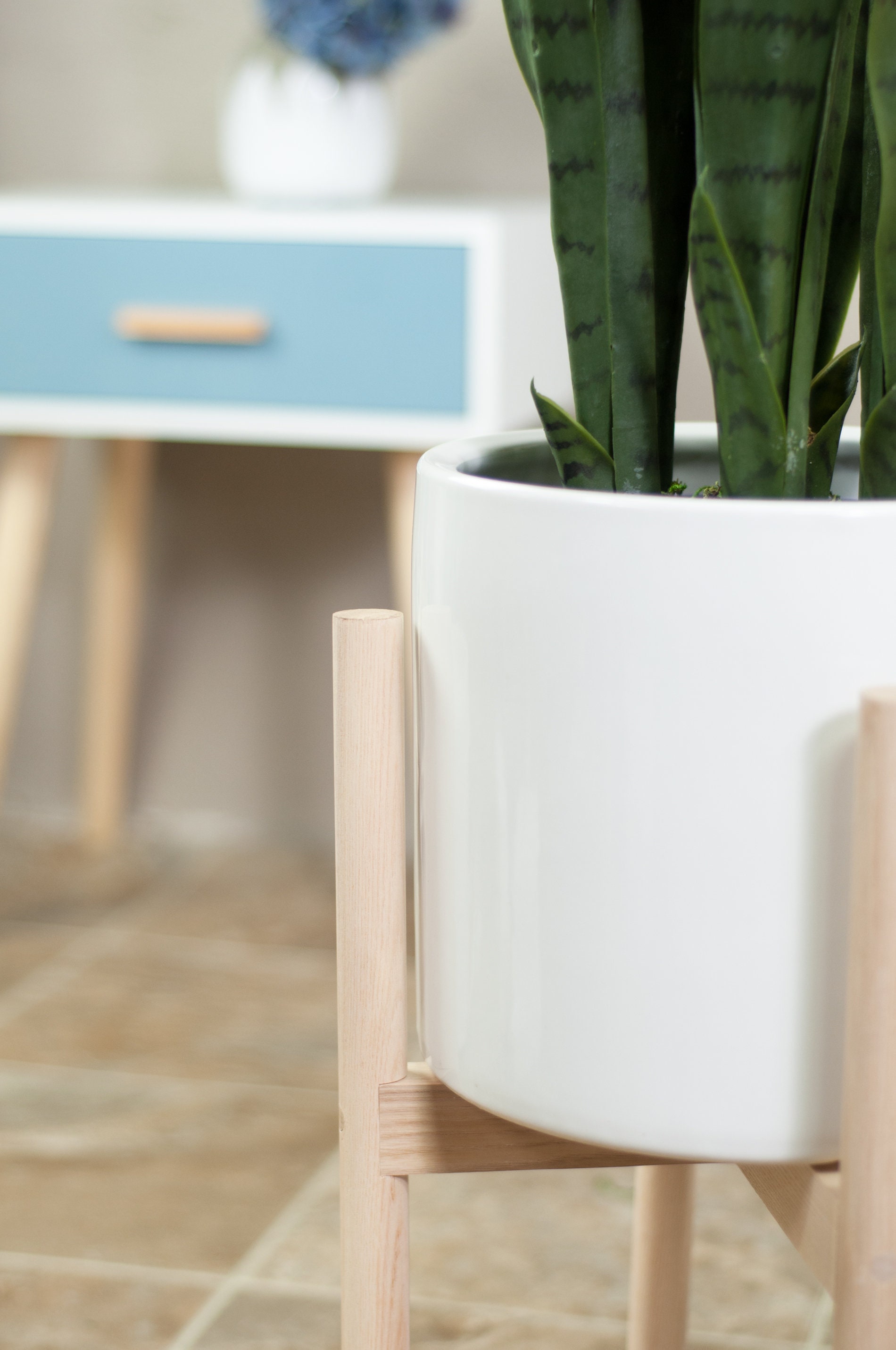 Large Ceramic Planter With Stand-plant Stand With - Etsy