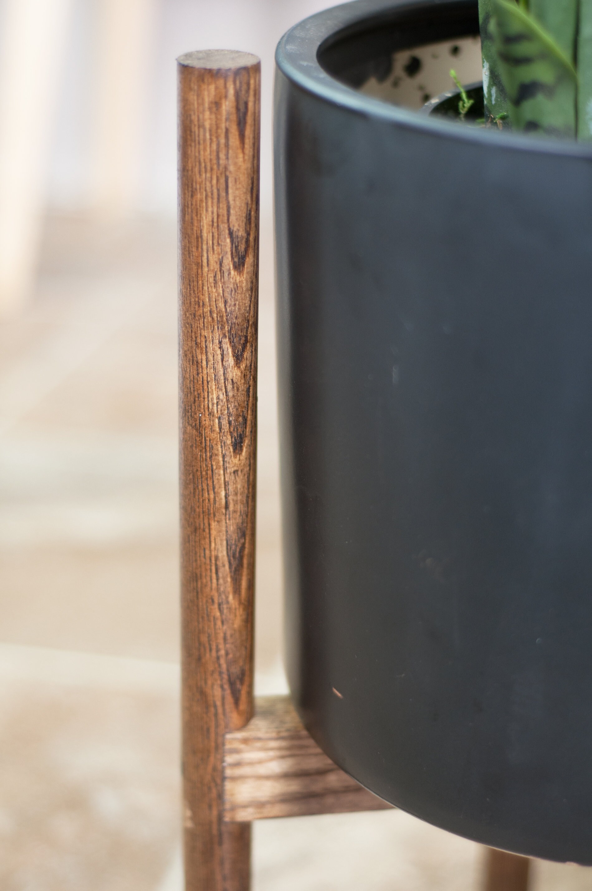 Large Ceramic Planter and Stand-Plant Stand With pot Black | Etsy