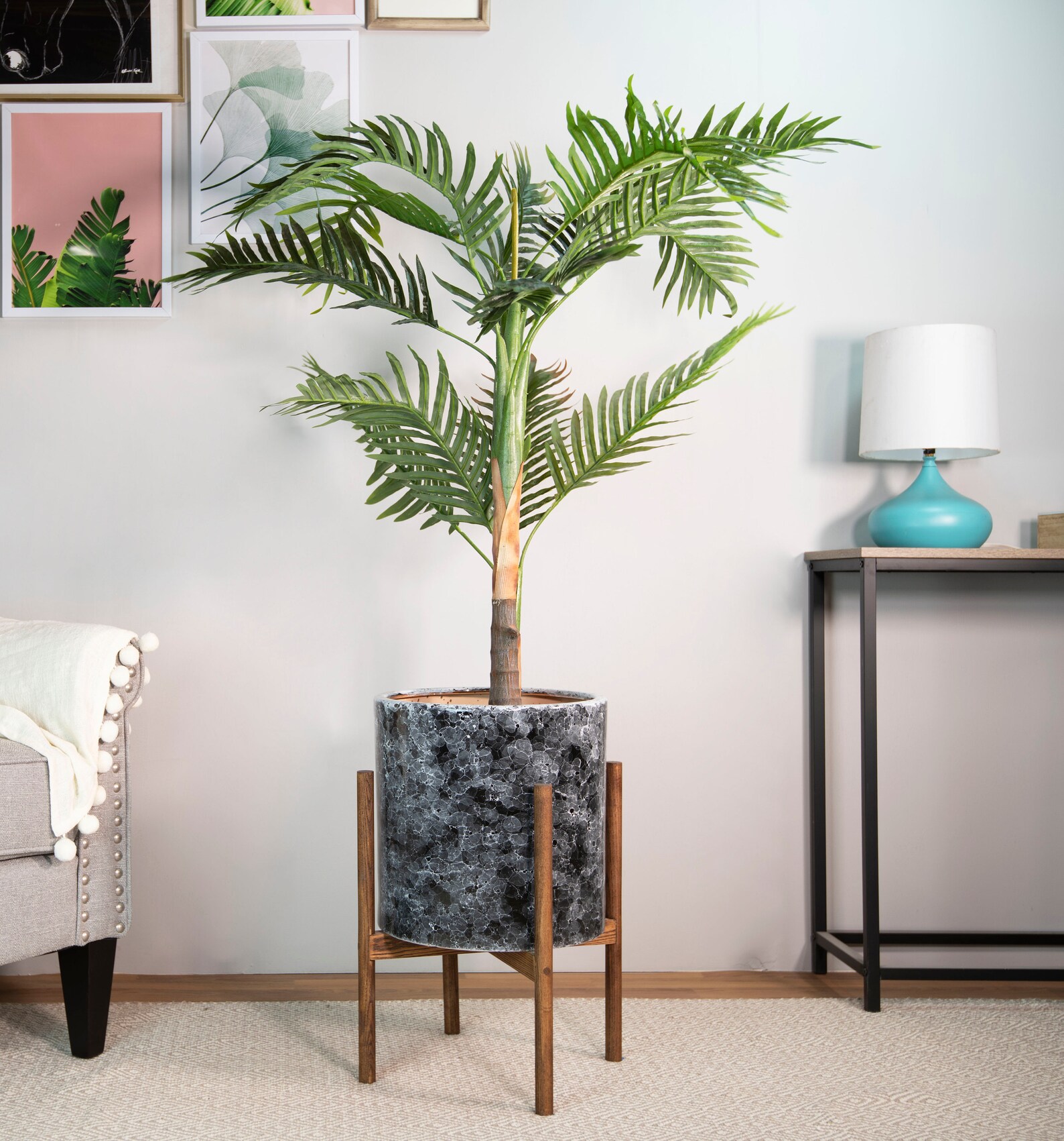 Large Plant Stand With Pot Mid Century Modern Planter Wood - Etsy