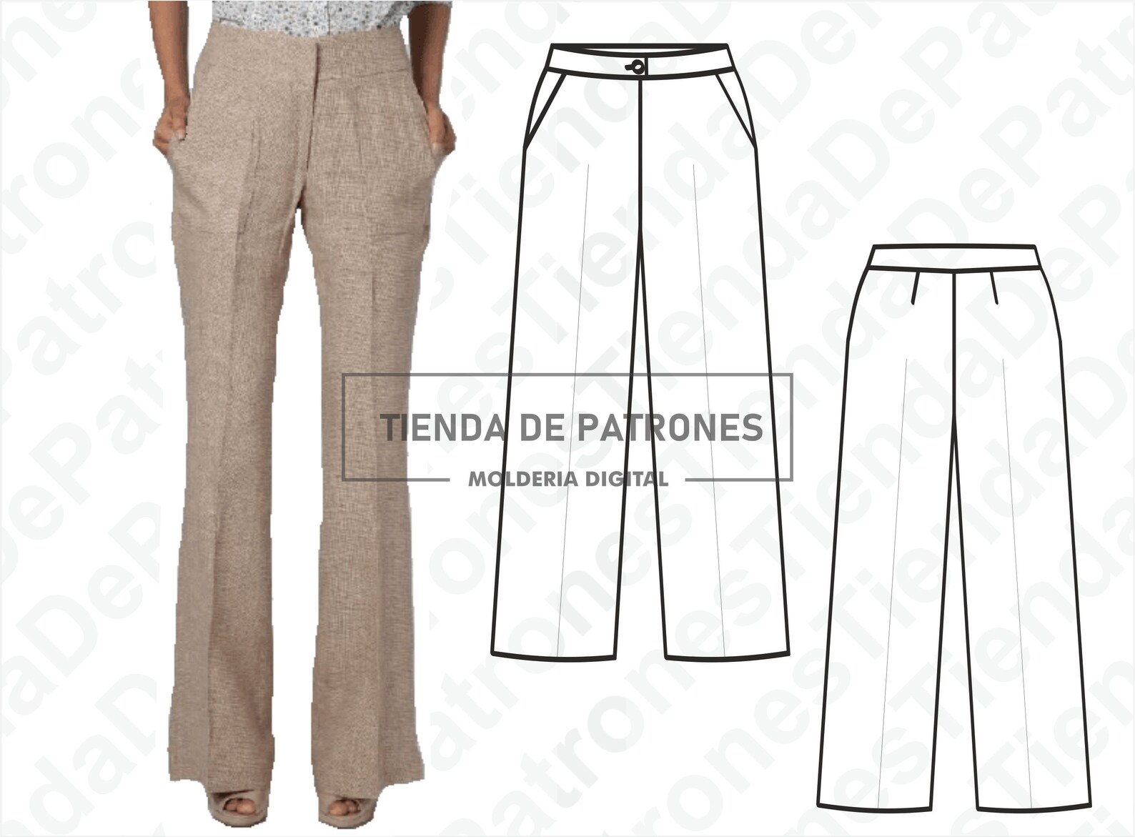 PATRON Pantalón Básico Mujer, Patrón de Costura, Digital Imprimible ...