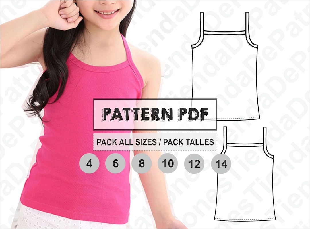 PATTERN Girls Tank Top, Tank Top for Children, Sewing Pattern, Digital ...