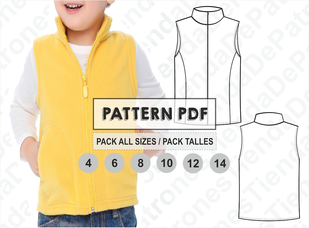 PATTERN Vest Children, Sewing Pattern, Digital, Pattern PDF, Pack All ...
