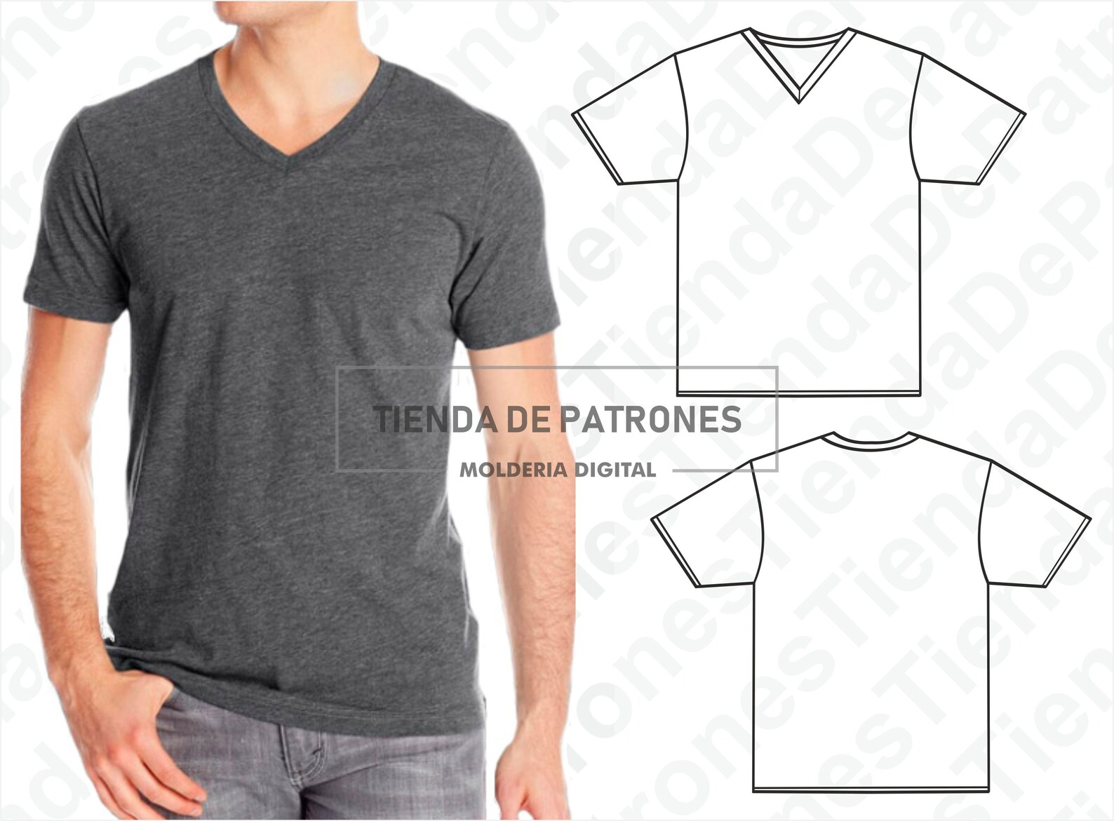 PATTERN T-shirt Collar V for Men Sewing Pattern Digital | Etsy