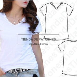 PATTERN T-shirt Collar V for Womens, Women's T-shirts, Sewing Pattern ...