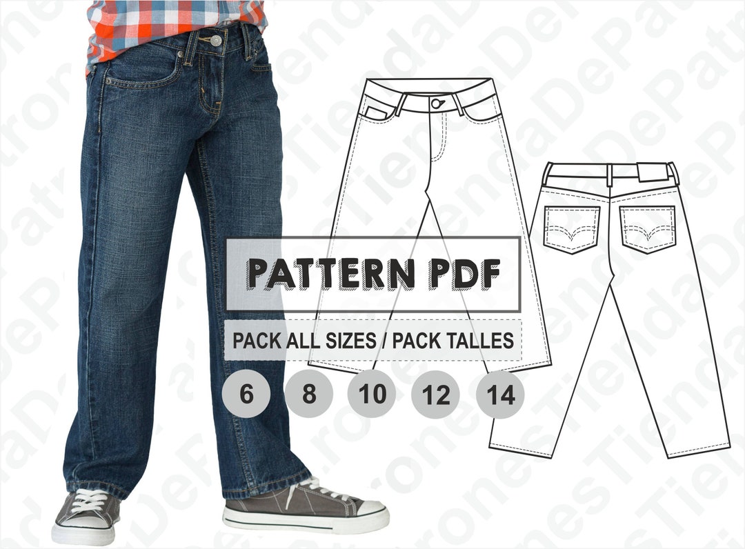 PATTERN Kids Denim Pants, Children Jeans Pants, Pants for Kids, Sewing ...