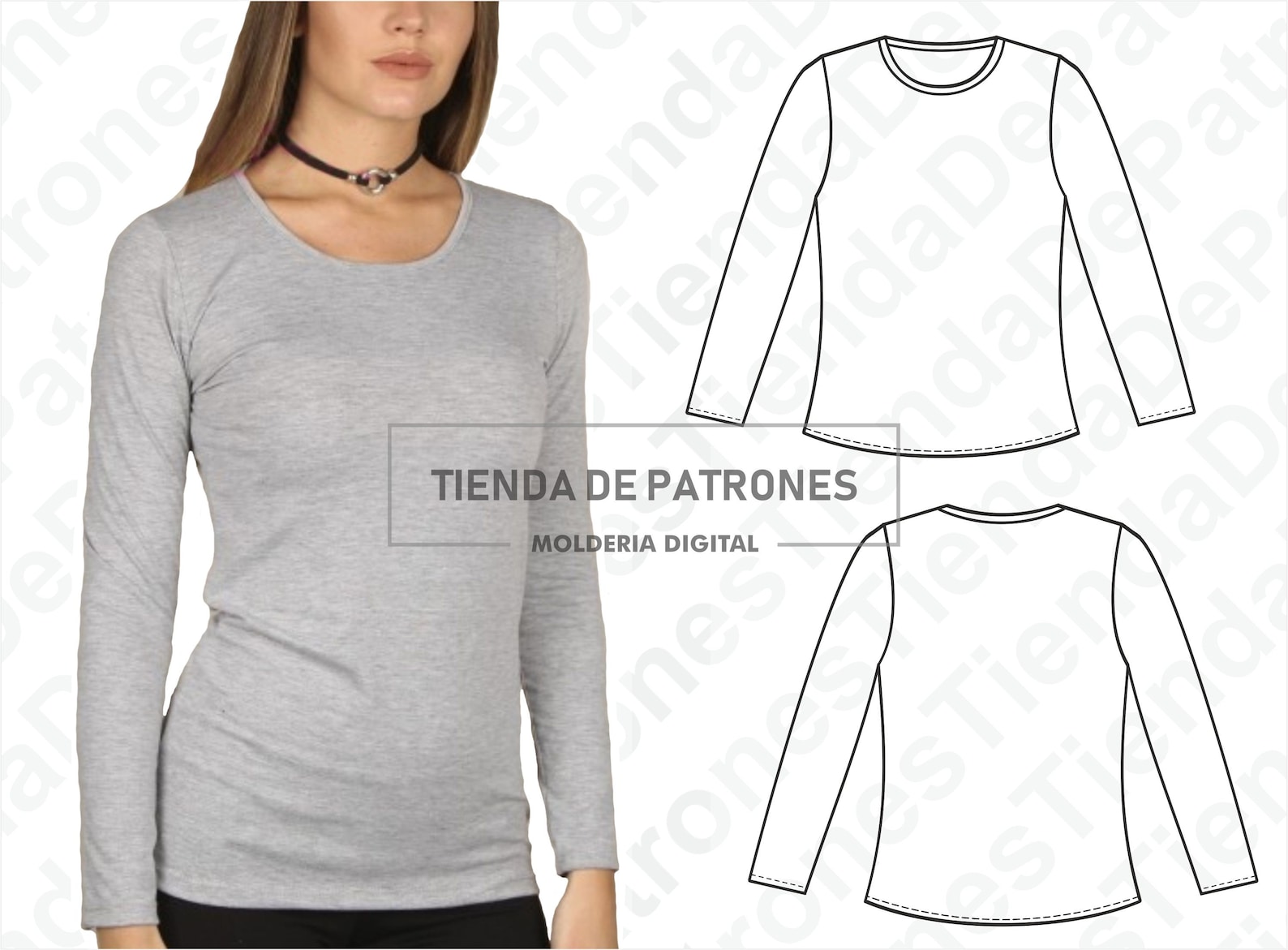 PATRON Remera de Mujer Manga Larga Patrón de costura Digital - Etsy España